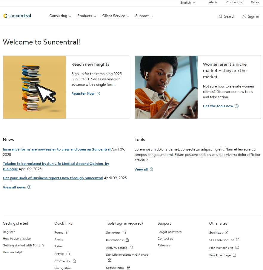 Suncentral public homepage overview | Suncentral